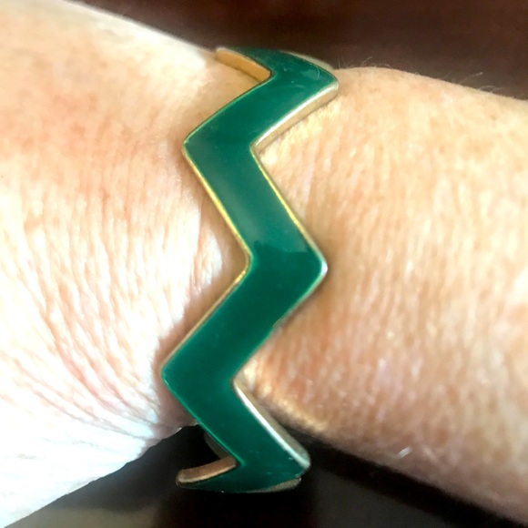 Jewelry | Vintage Green Enamel Chevron Bangle Bracelet | Poshmark